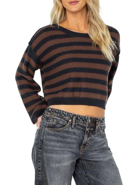 Roxy Striped Cropped Sweater - Chestnut