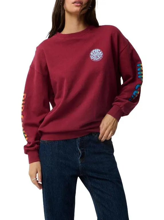Rip Curl Heritage Graphic Oversized Sweatshirt - Plum