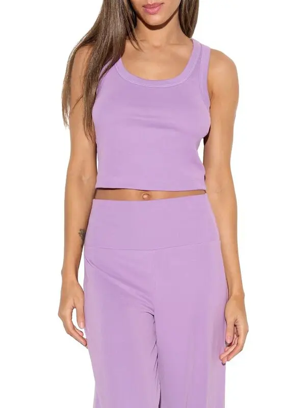 Spiritual Gangster Iris Racerback Ribbed Crop Tank - Amethyst