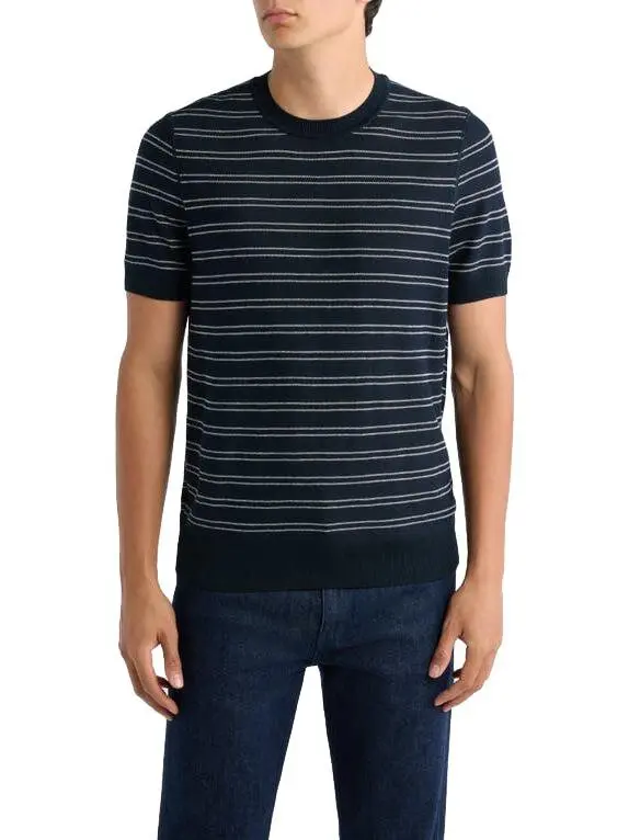BOSS H-nalon Textured Cotton & Lyocell Top - Dark Blue