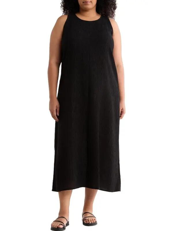 Eileen Fisher Texture Sleeveless Maxi Dress - Black