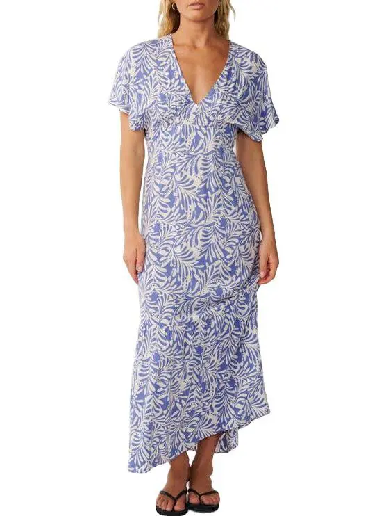 Rip Curl Floral Print Maxi Dress - White/blue
