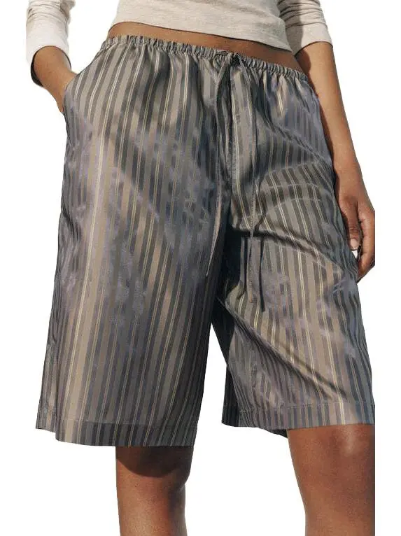 REFORMATION Sandy Striped Shorts - Graphite