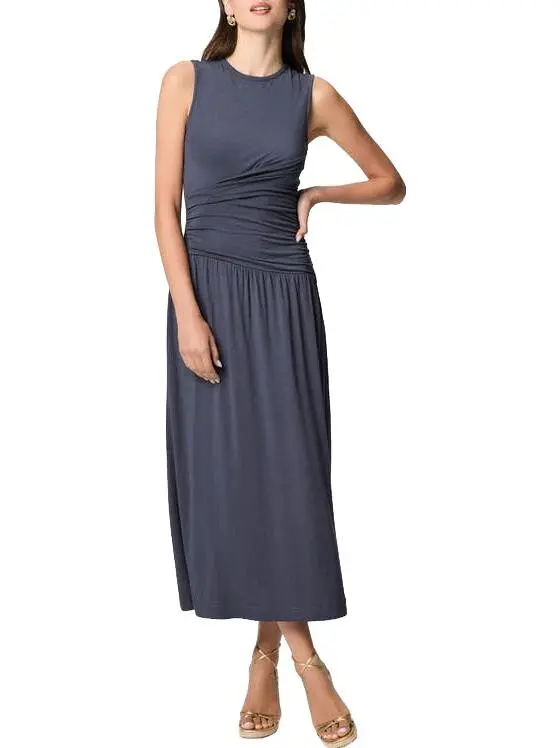 Paige Bonita Sleeveless Ruched Midi Dress - Pacificblu