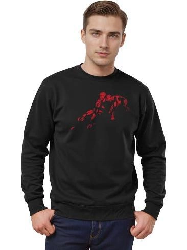 MARVEL: SPIDER-MAN Marvel Spider-man Vintage Red Wraith Shadow Pose Crewneck Sweatshirt - Black