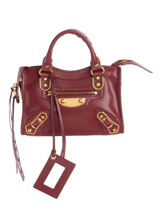 Balenciaga Mini Le City Uptown Leather Top Handle Bag - 6259 Ruby
