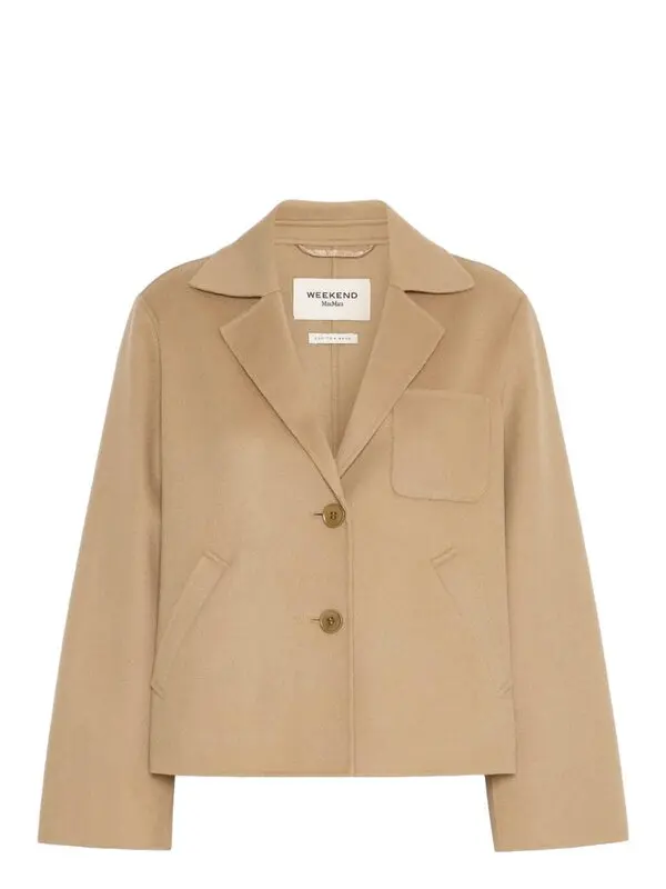 Max Mara Double Wool Cropped Jacket - Camel