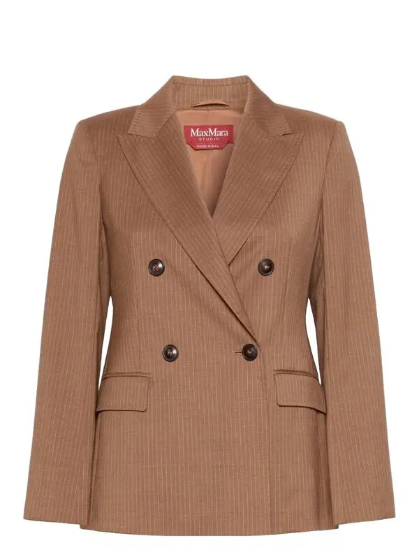 Max Mara Plain-weave Wool Double-breasted Jacket - Camel