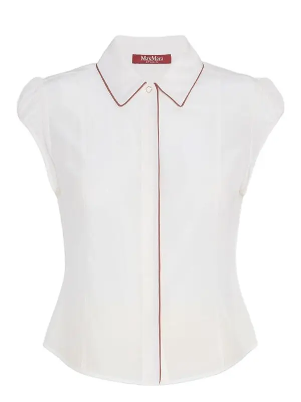 Max Mara Crepe De Chine Shirt With Gathered Sleeves - Silk