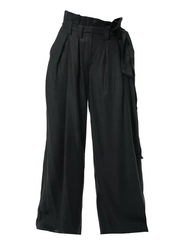 METAMORPHOZA Paperbag High Waist Trousers With Linen - Black