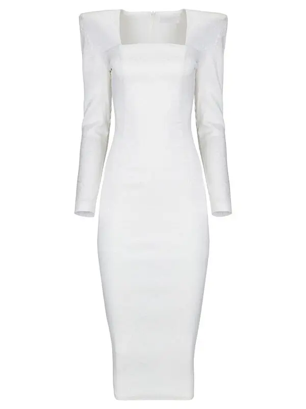 VESTIAIRE D'UN OISEAU LIBRE Midi Dress With Padded Shoulders - White