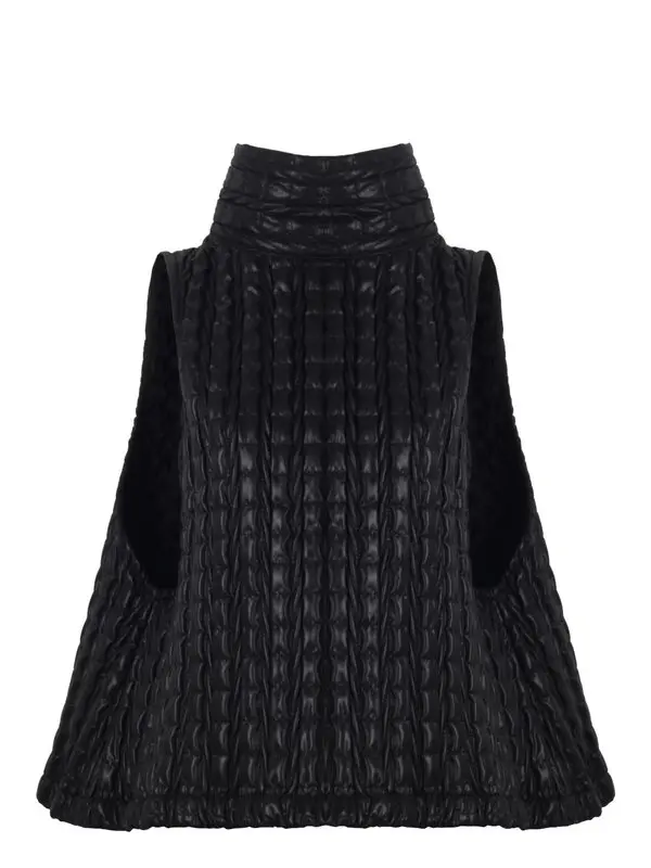 MIRIMALIST Quilted Sleeveless Vest Coat - Black