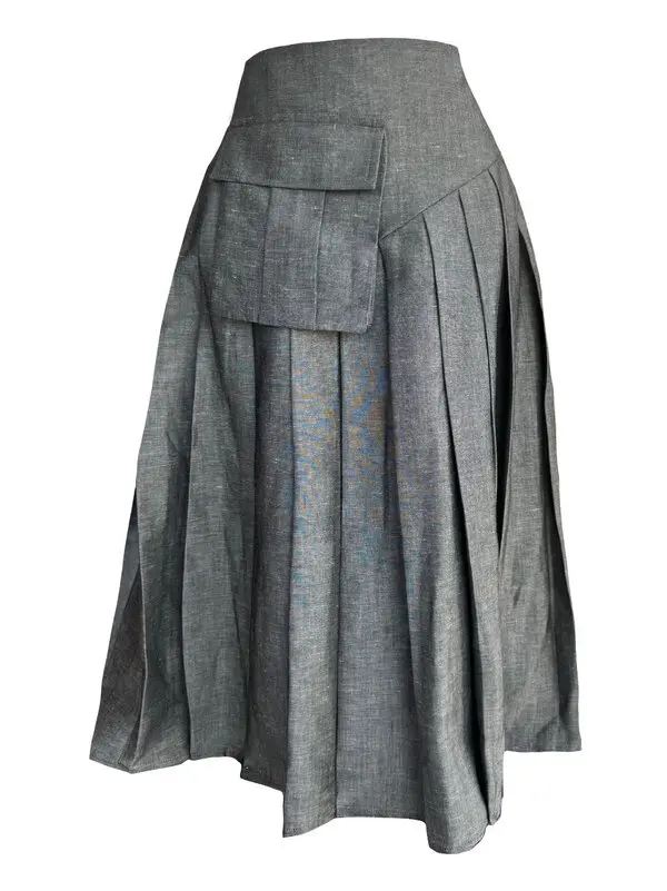MIRIMALIST Pleated Midi Skirt - Grey