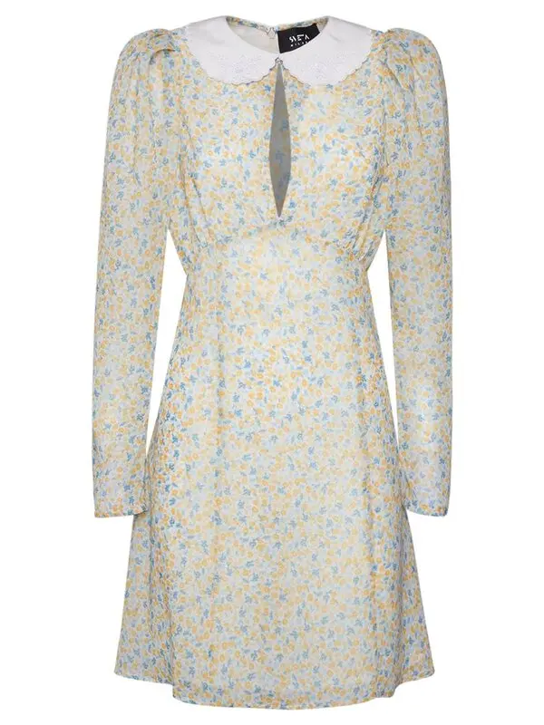 SVETA MILANO Floral Dress With Embroidered Collar - White