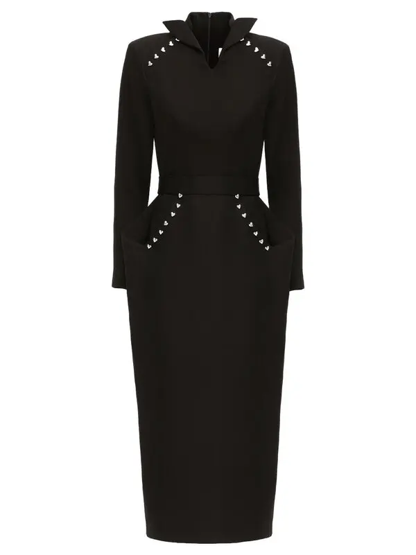 JULIA ALLERT Studded Tailored Midi Dress - Black