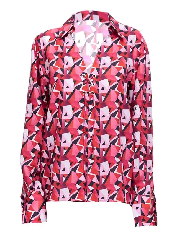 MIRIMALIST Origami Oversize Shirt With Geometric Print - Red