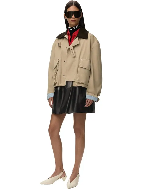Loewe Short Parka In Cotton - Beige