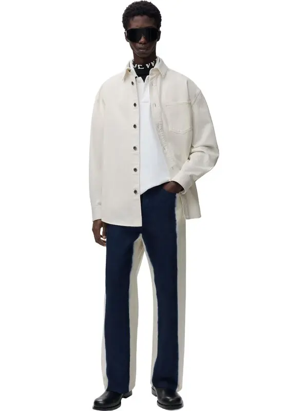 Loewe Anagram Overshirt In Denim - White