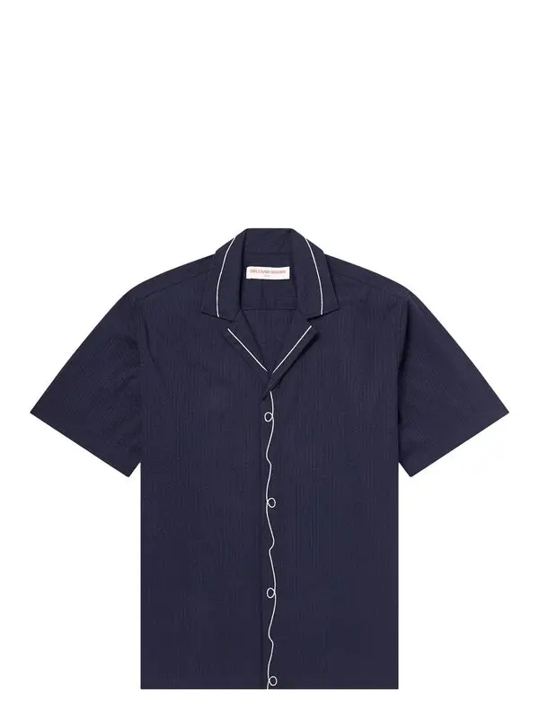 Orlebar Brown Maitan Embroidered Cotton Shirt - Blue