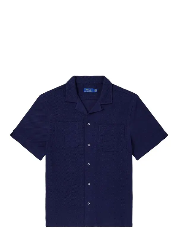 Polo Ralph Lauren Pointelle Cotton-knitted Polo Shirt - Navy