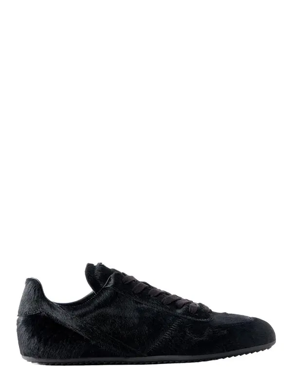 Rick Owens Paneled Pony Hair Lace-up Sneakers - Black