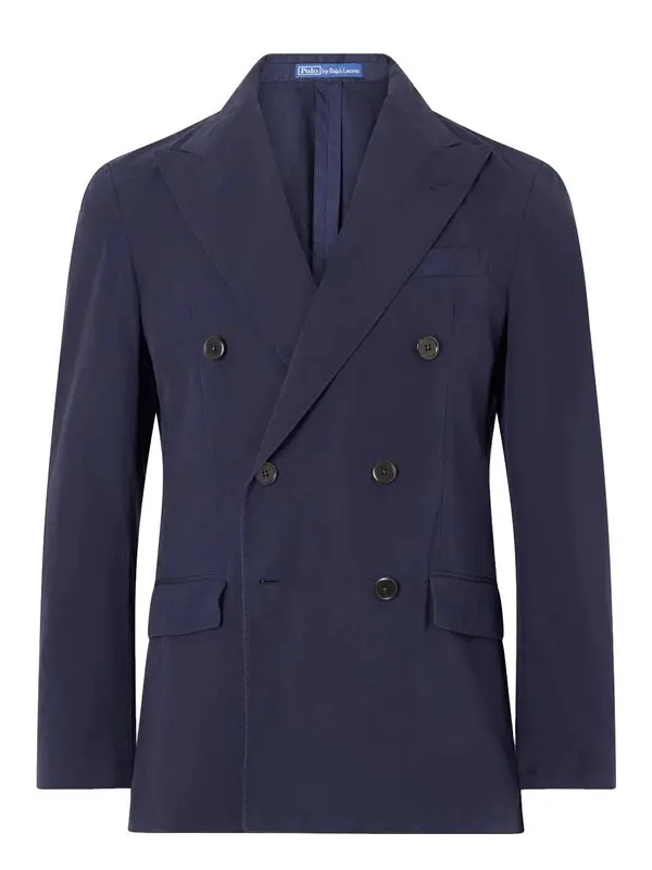 Polo Ralph Lauren Double-breasted Cotton-canvas Suit Jacket - Blue