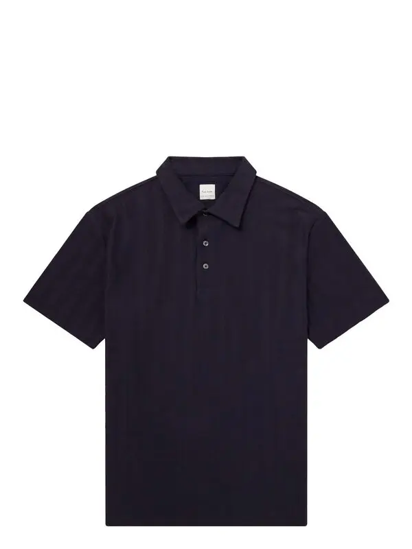 Paul Smith Organic Herringbone Cotton-piqué Polo Shirt - Blue