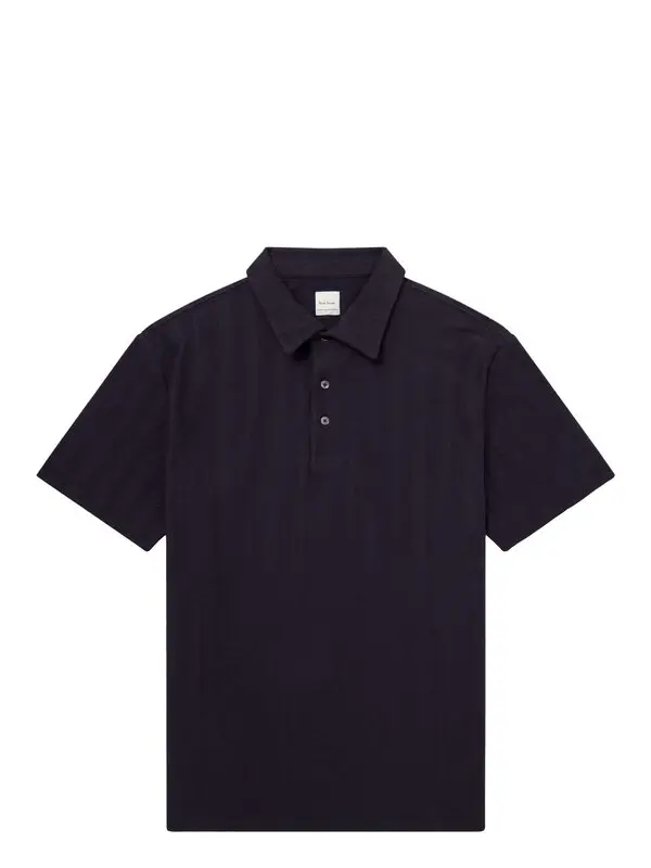 Paul Smith Organic Herringbone Cotton-piqué Polo Shirt - Navy