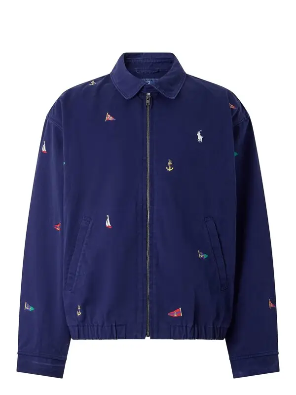 Polo Ralph Lauren Embroidered Cotton-twill Blouson Jacket - Navy