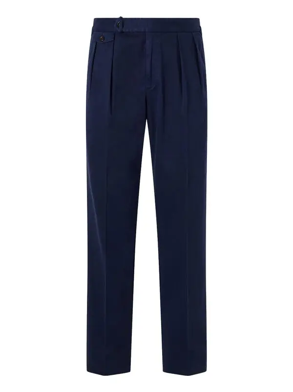 Polo Ralph Lauren Pleated Cotton-blend Trousers - Blue