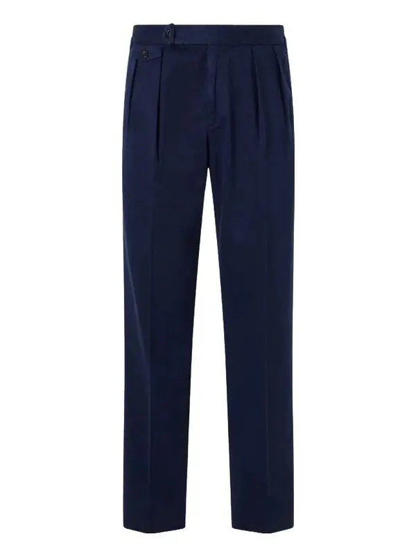 Polo Ralph Lauren Pleated Cotton-blend Trousers - Blue