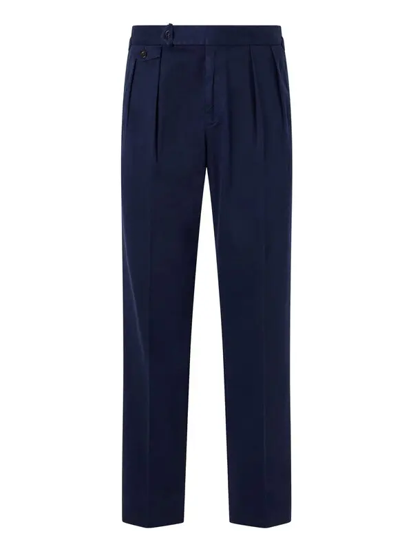 Polo Ralph Lauren Pleated Cotton-blend Trousers - Navy