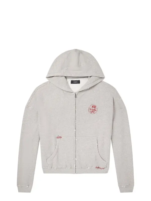 NAHMIAS Logo-print Cotton-jersey Zip-up Hoodie - Gray