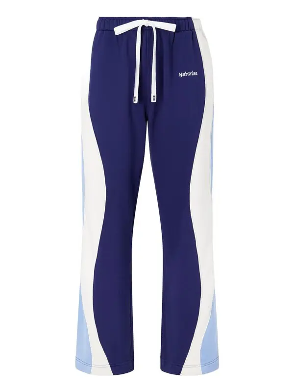 NAHMIAS Ollie Wide-leg Striped Cotton-jersey Sweatpants - Blue