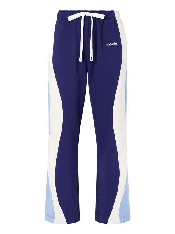 NAHMIAS Ollie Wide-leg Striped Cotton-jersey Sweatpants - Navy