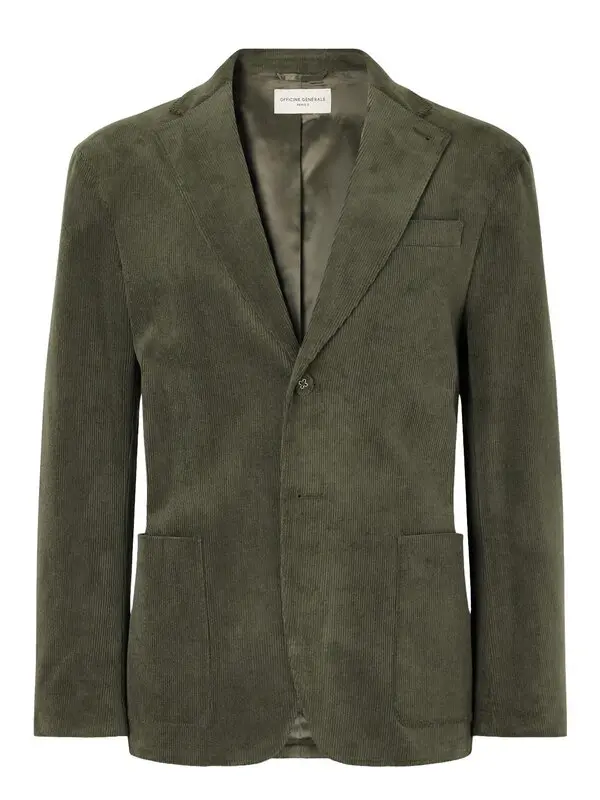 Officine Générale Michel Cotton-blend Corduroy Suit Jacket - Green