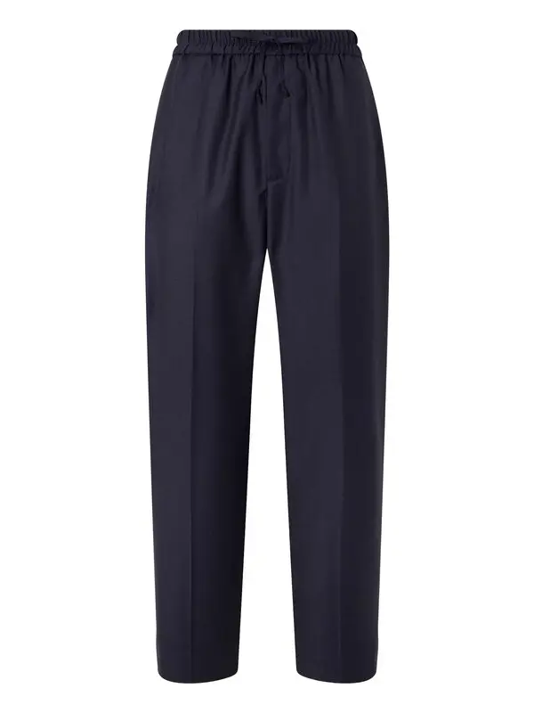 Officine Générale Nilson Straight-leg Trousers In Wool, Cashmere, And Silk Blend - Navy