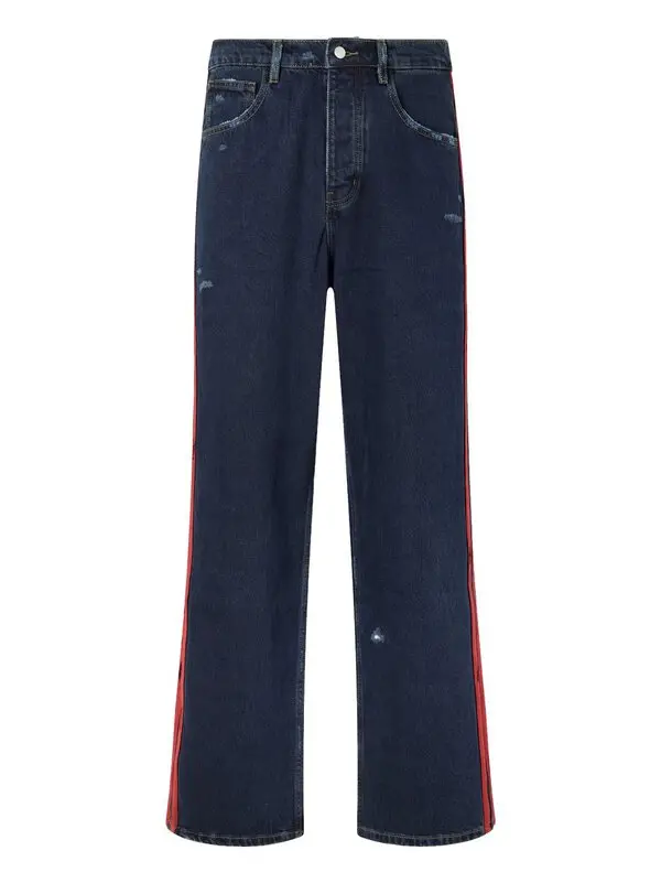 NAHMIAS Destroyed Wide-leg Striped Jeans - Blue
