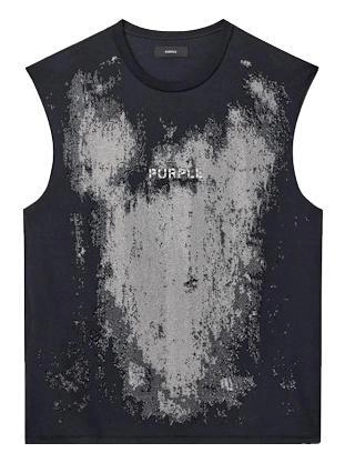 PURPLE BRAND Textured Sleeveless T-shirt - Black