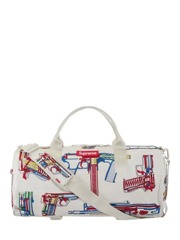 Supreme Guns Embroidered Leather Duffle Bag - White