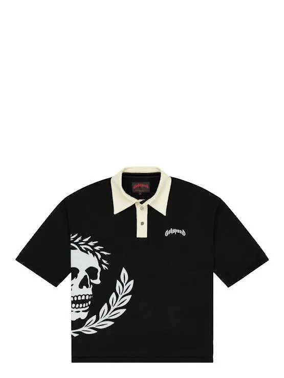 GODSPEED Victor Oversized Crest Polo Shirt - Black
