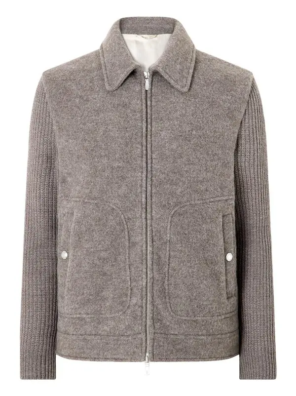 Eleventy Knitted Wool Zip-up Jacket - Gray