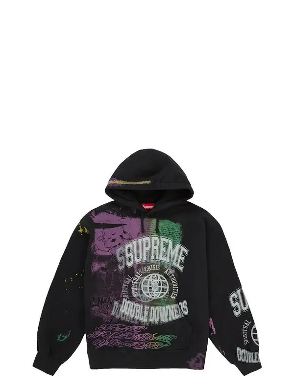 Supreme Overprint Hooded Sweatshirt - Black