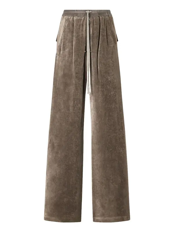 Rick Owens Bela Wide-leg Drawstring Velour Trousers - Neutrals