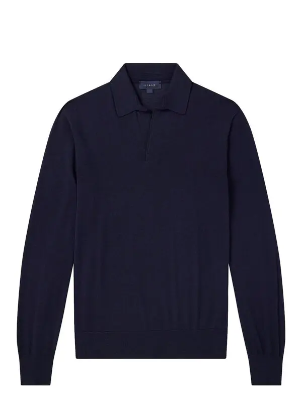 Sease Lasca Virgin-wool Polo Shirt - Blue
