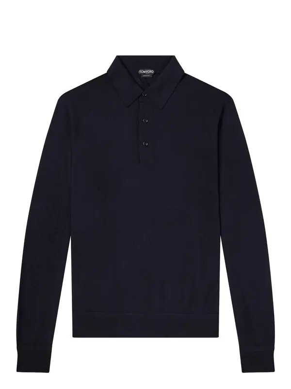 TOM FORD Cashmere And Silk Blend Polo Shirt - Black