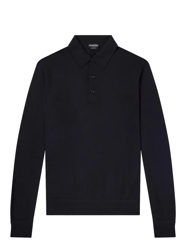 TOM FORD Cashmere And Silk Blend Polo Shirt - Black