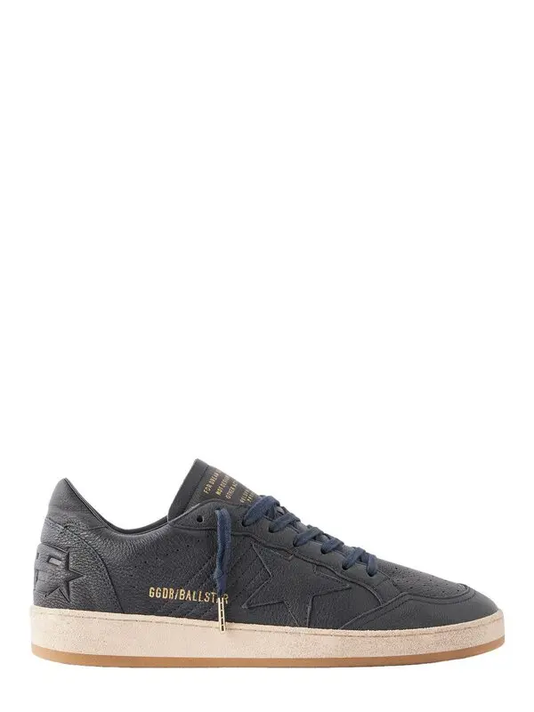 GOLDEN GOOSE Ball Star Distressed Leather Sneakers - Blue