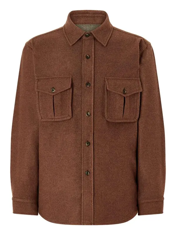 Caruso Puppytooth Wool-blend Overshirt - Beige