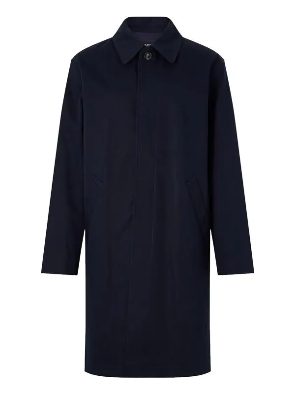 A.p.c. Duras Cotton Gabardine Mac Coat - Blue